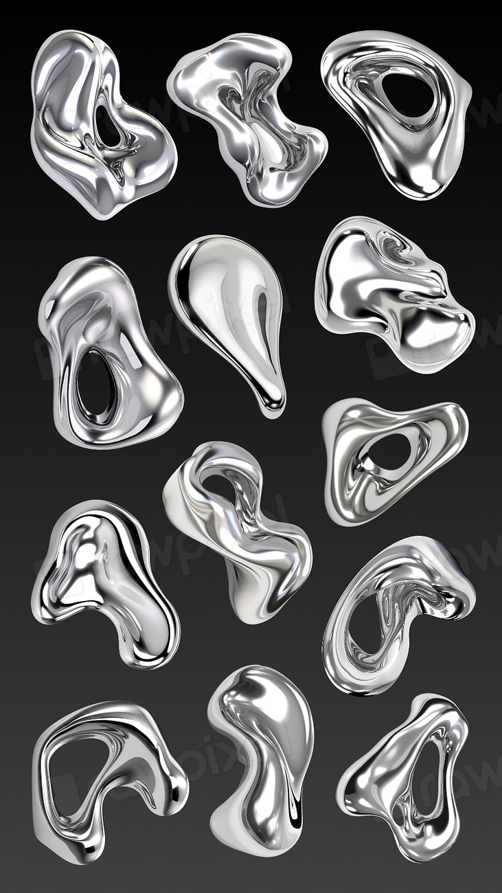 Editable 3D liquid chrome abstract | Premium Editable Design - rawpixel