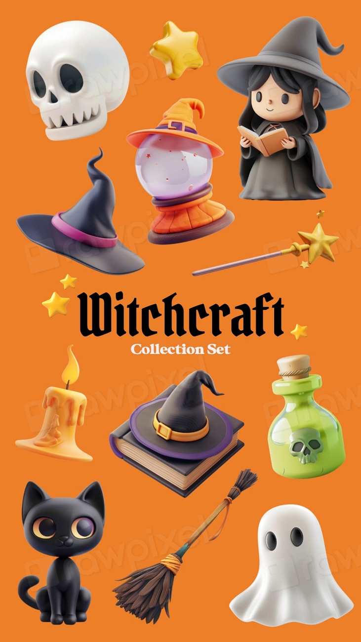 Editable 3D witchcraft Halloween design | Premium Editable Design ...