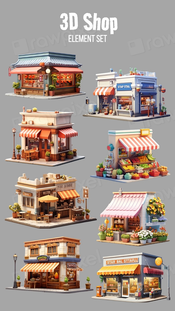 Editable 3D shop design element | Premium Editable Design - rawpixel