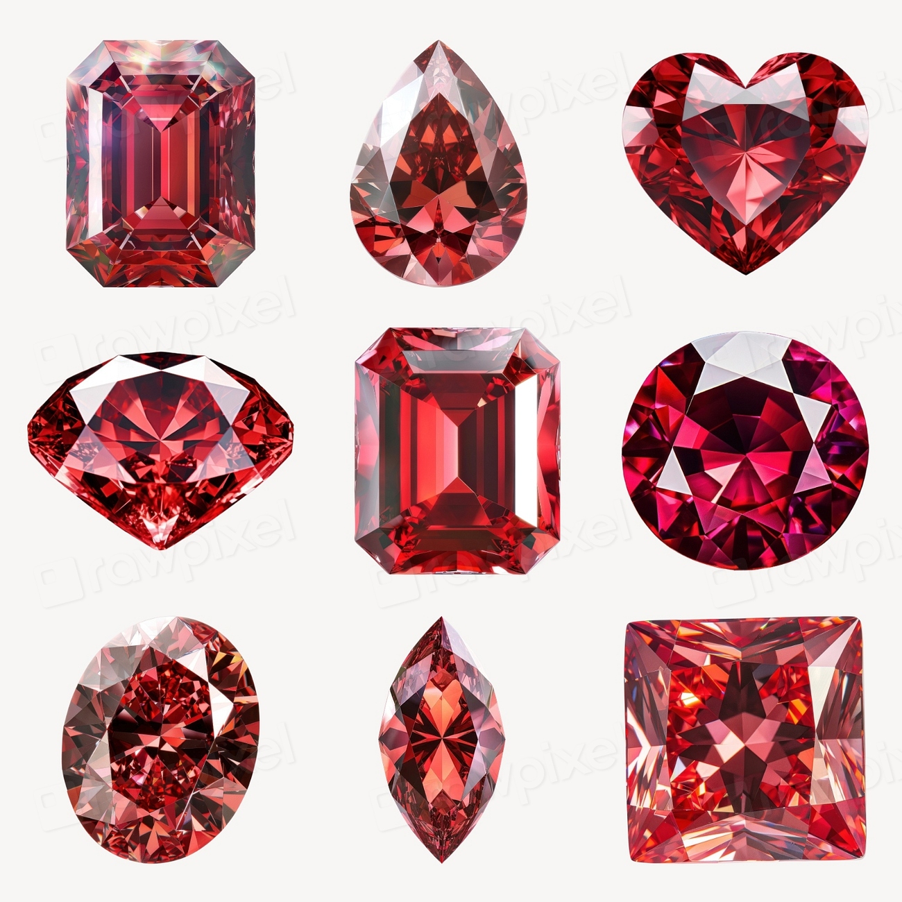 Red gemstone shapes collection, editable | Premium Editable Design ...