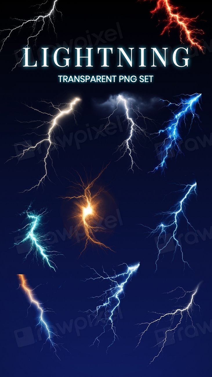 Editable lightning design element set | Premium Editable Design - rawpixel
