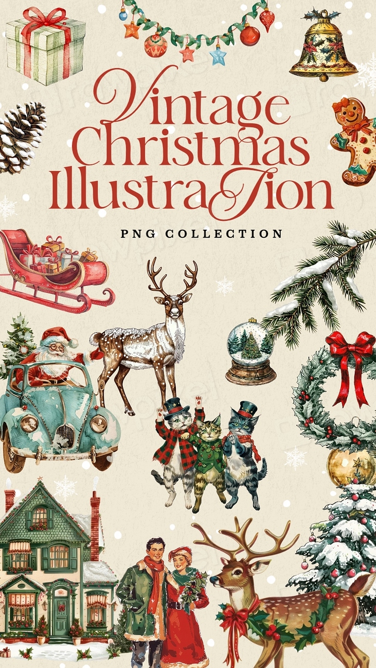 Editable vintage Christmas illustration design | Premium Editable ...
