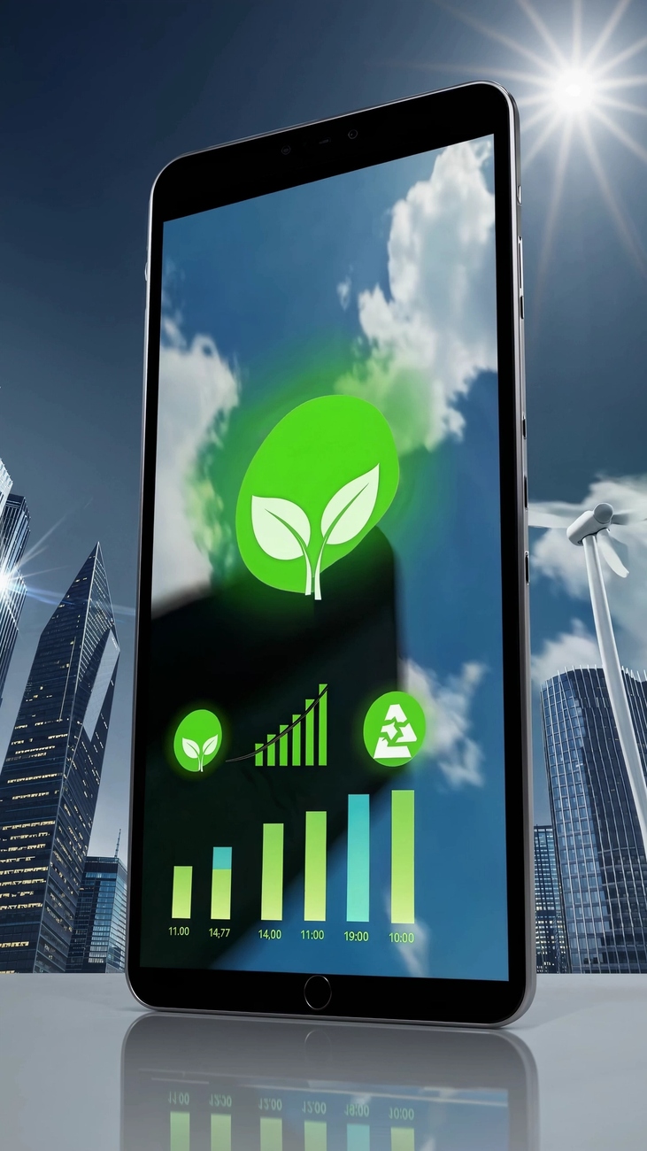 Low-angle shot tablet displaying eco-friendly | Free Video - rawpixel