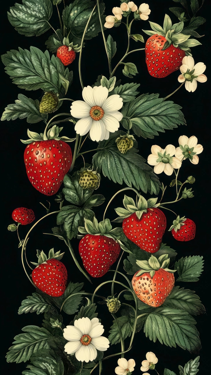 Top-down view strawberries flowers dark | Free Video - rawpixel