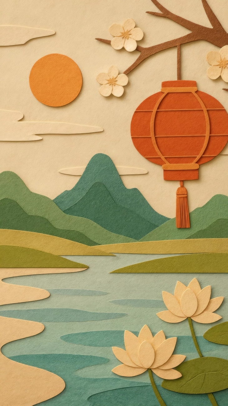 Paper art landscape mountains, river | Free Video - rawpixel