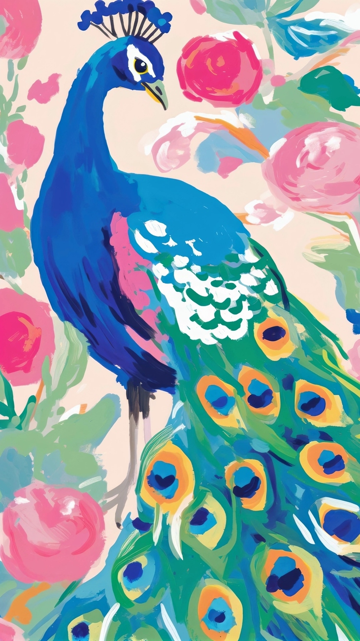 Vibrant illustration peacock amidst flowers | Free Video - rawpixel