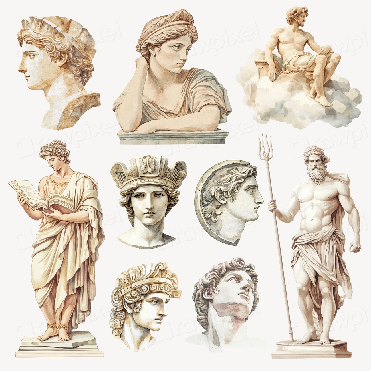 Watercolor ancient statue editable design | Premium Editable Design ...