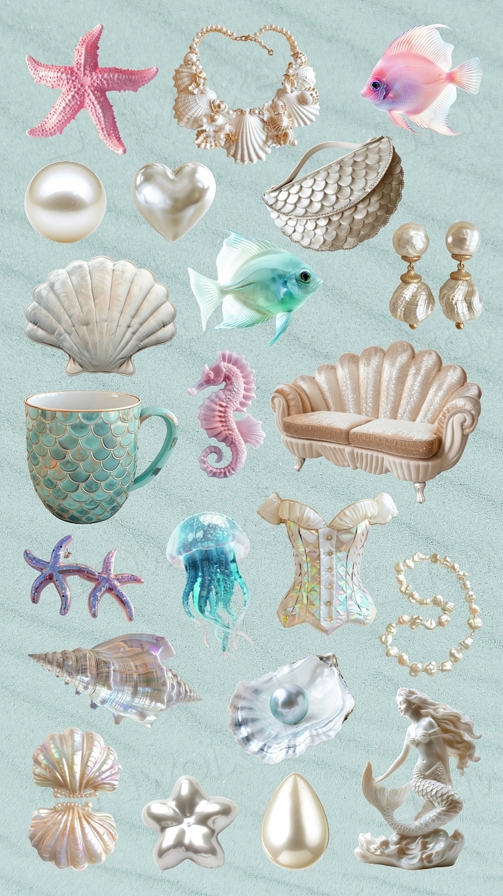 Mermaidcore objects, editable element set | Premium Editable Design - rawpixel