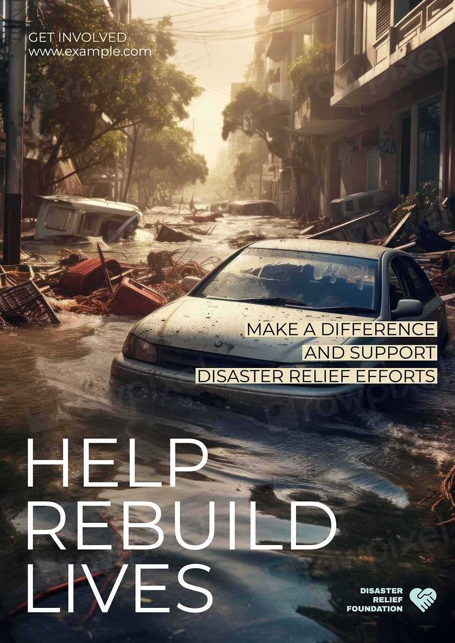 Disaster relief poster template | Free Photo - rawpixel
