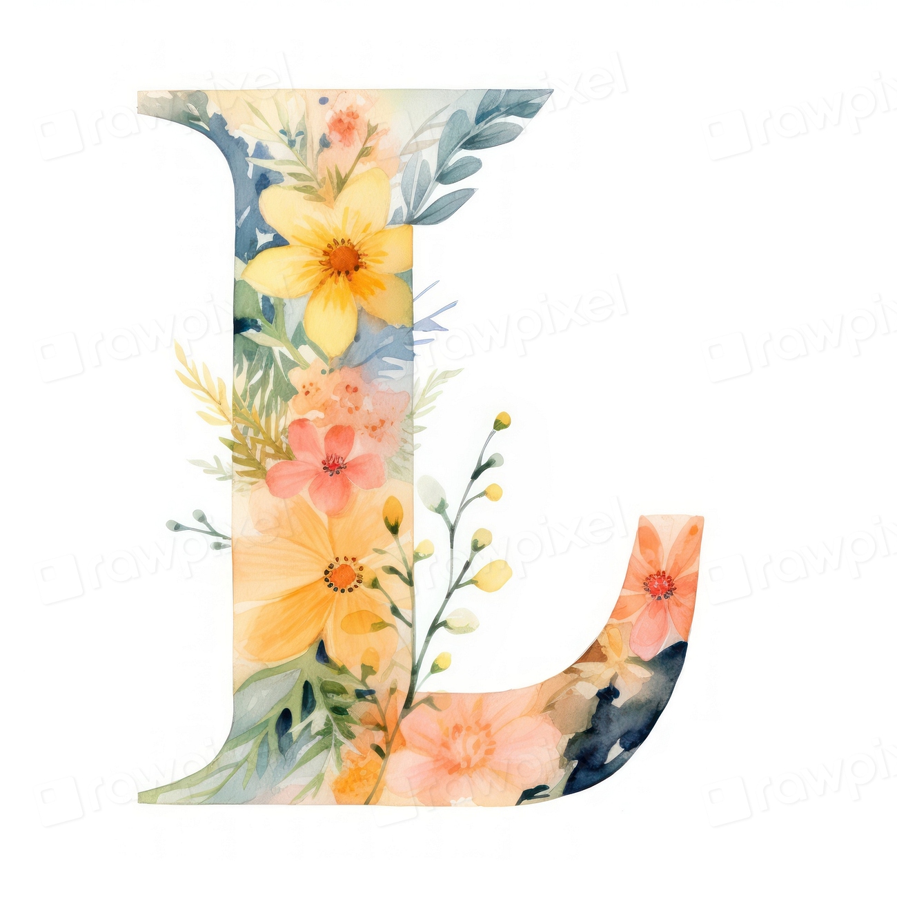 Floral letter L text graphics | Free Photo Illustration - rawpixel