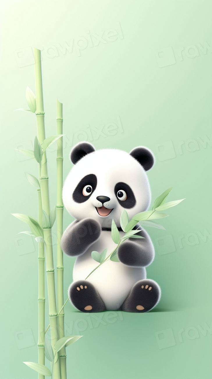 Chubby panda holding bamboo animal | Premium Photo Illustration - rawpixel