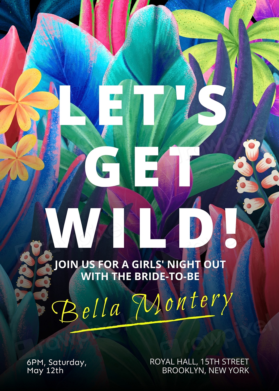 Bachelorette party invitation card template | Free Photo - rawpixel