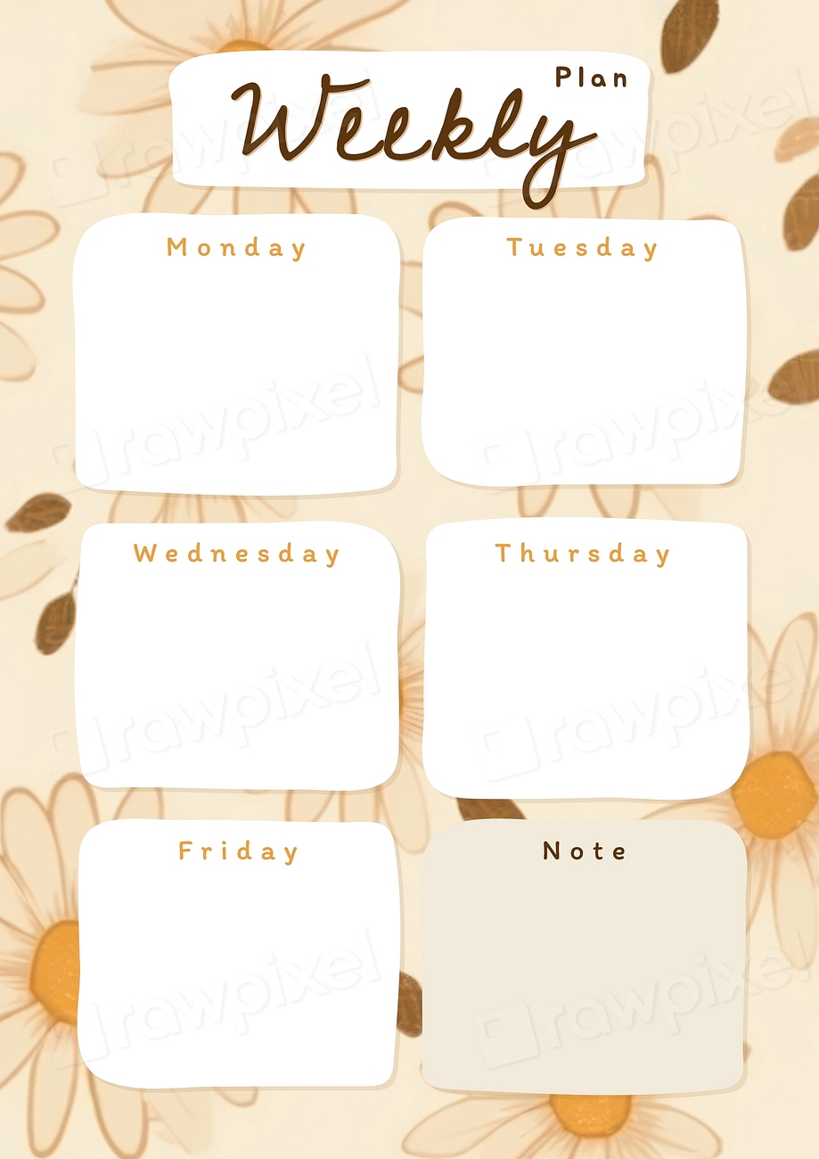 Weekly plan schedule template | Free Photo - rawpixel