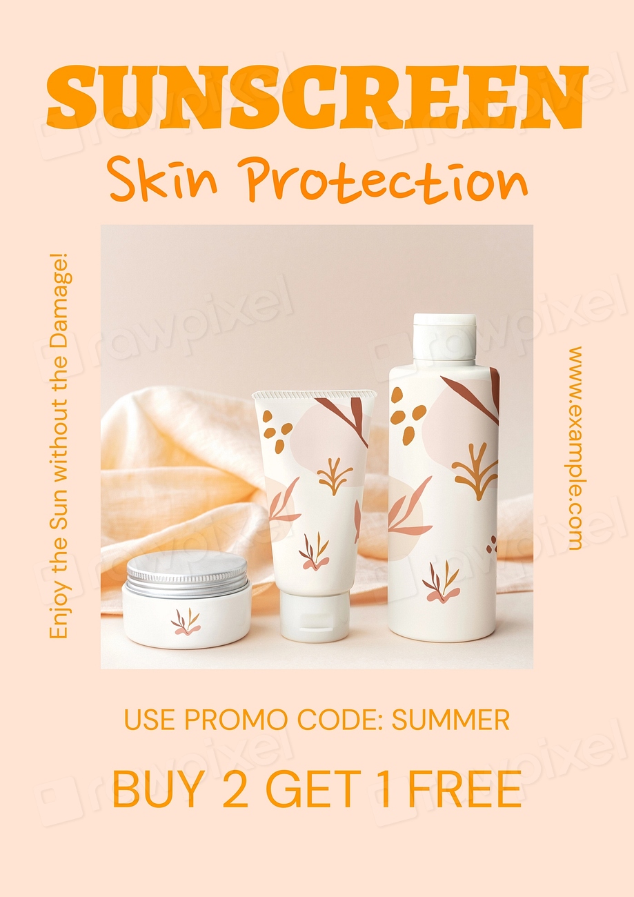 Sunscreen advertisement poster template and | Free Photo - rawpixel