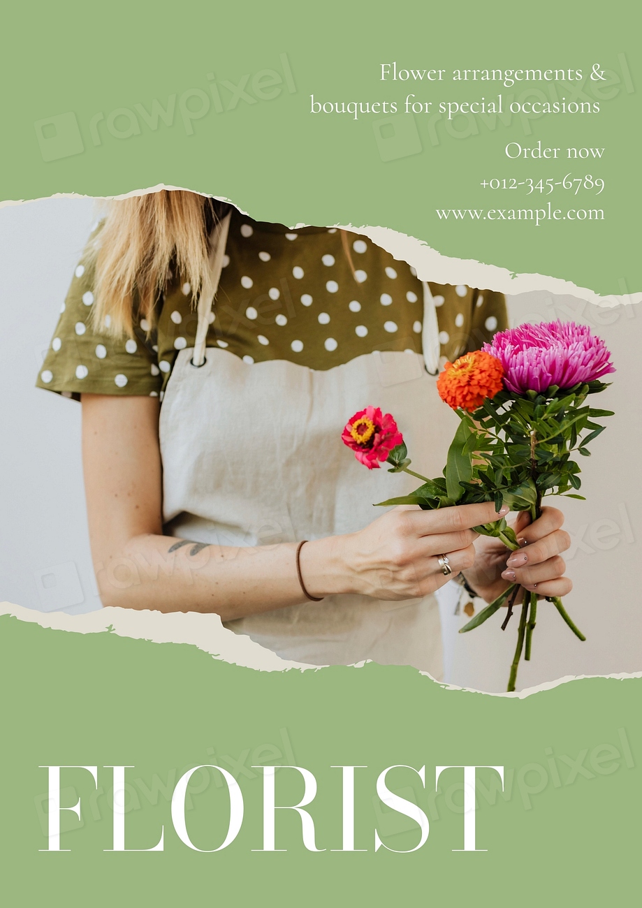 Florist poster template & design | Free Photo - rawpixel