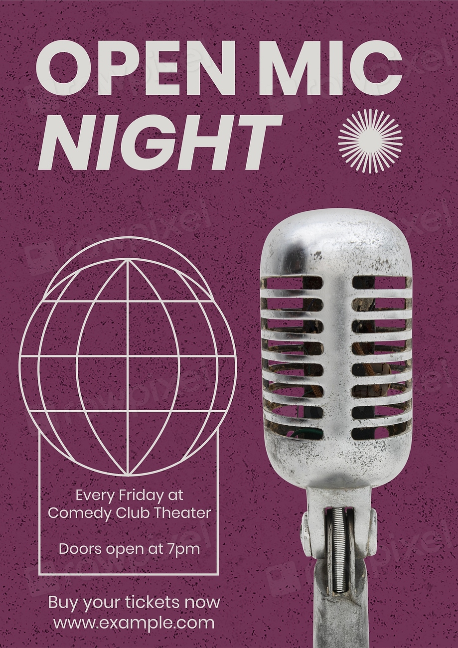 Open mic night poster template | Free Photo - rawpixel