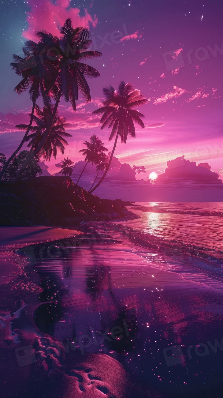 Neon beach shoreline astronomy. | Premium Photo Illustration - rawpixel