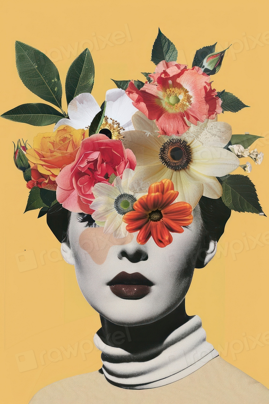 Woman portrait flowers face art | Free Photo Illustration - rawpixel