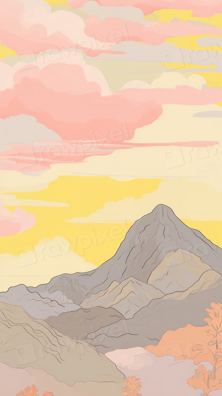 Japan anime mountain sunset art | Free Photo Illustration - rawpixel