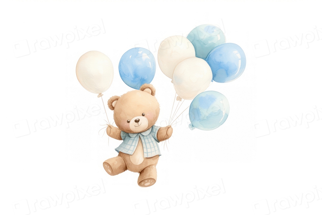 Cute teddy bear with balloons | Free Photo Illustration - rawpixel