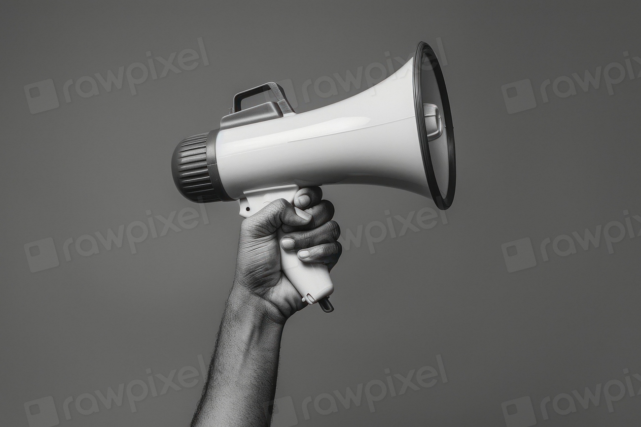 Hand holding white megaphone | Free Photo - rawpixel