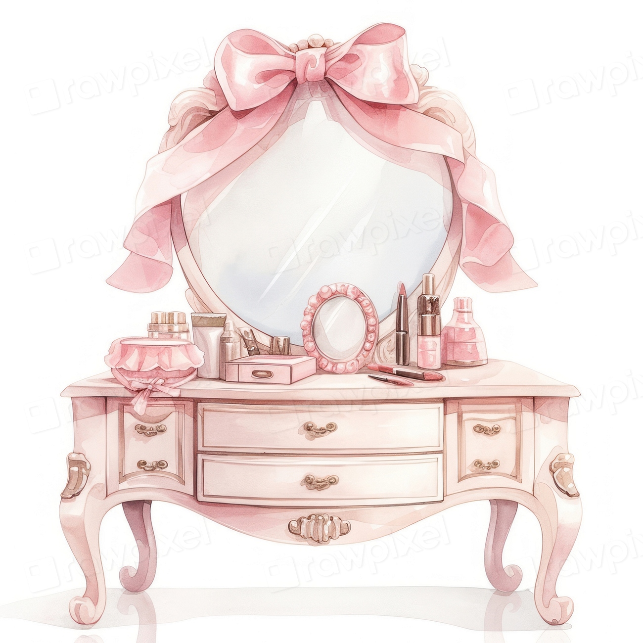 Elegant vanity with makeup accessories | Premium Photo Illustration ...