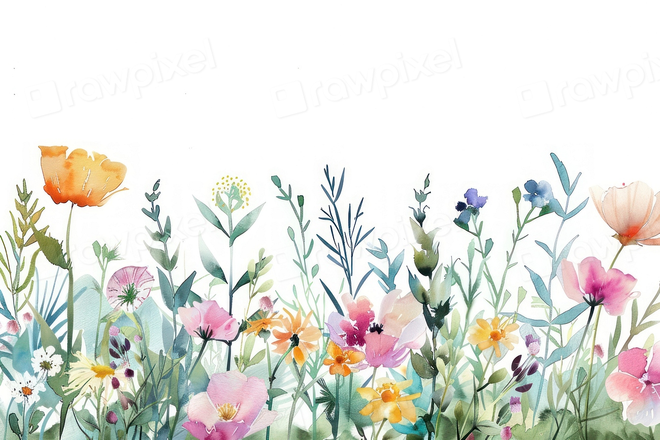 Vibrant watercolor floral border | Premium Photo Illustration - rawpixel