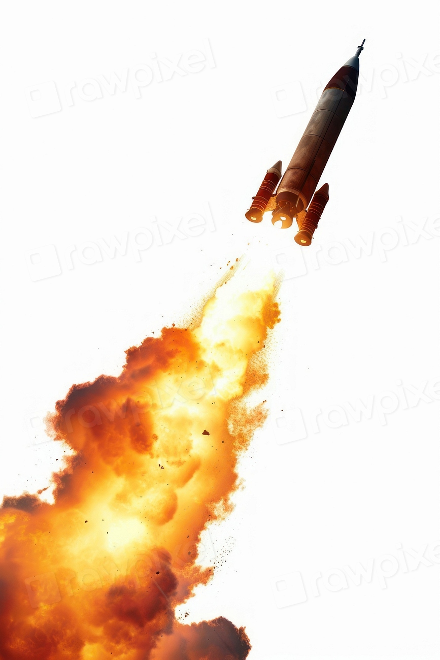 Rocket launch with fiery trail | Free Photo - rawpixel