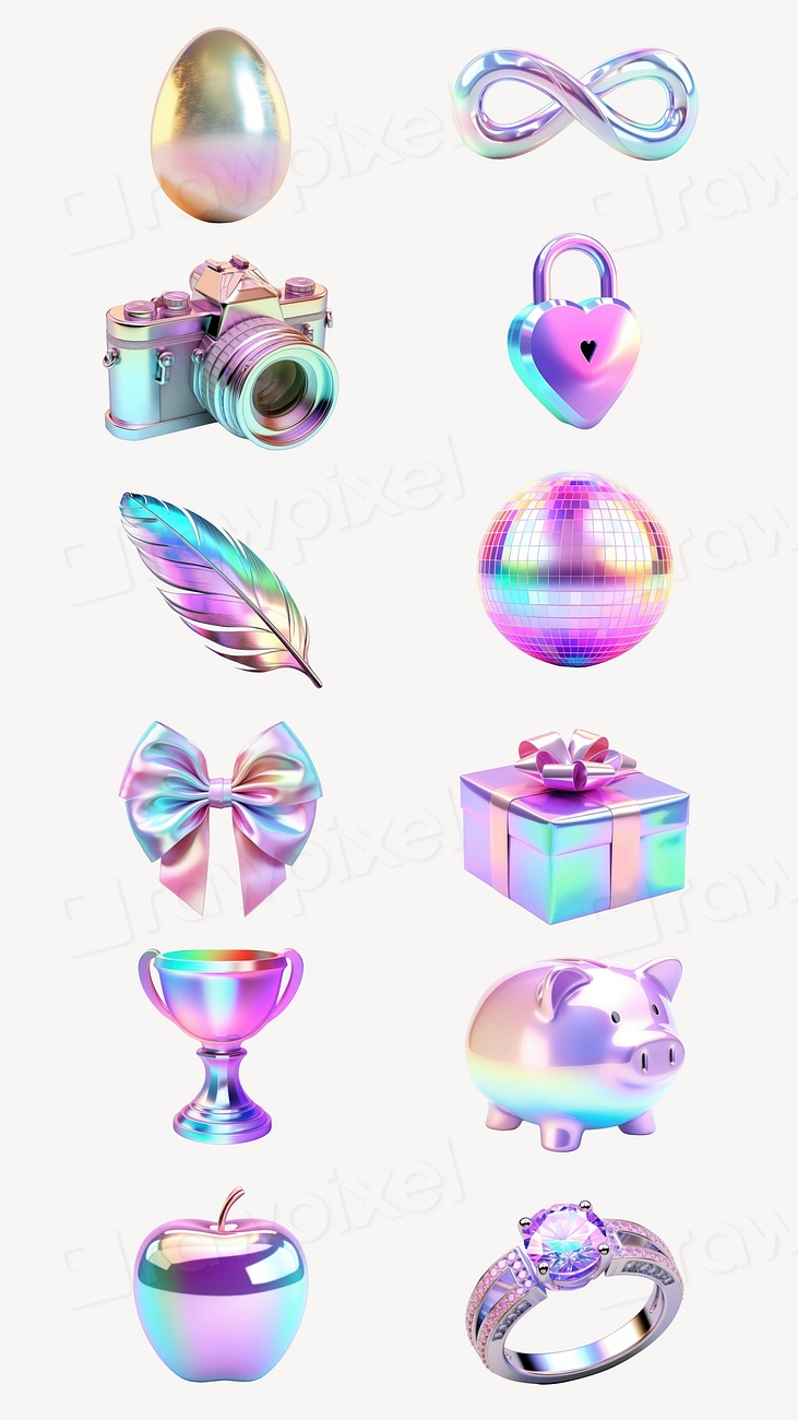3D iridescent icon design element | Free Photo - rawpixel