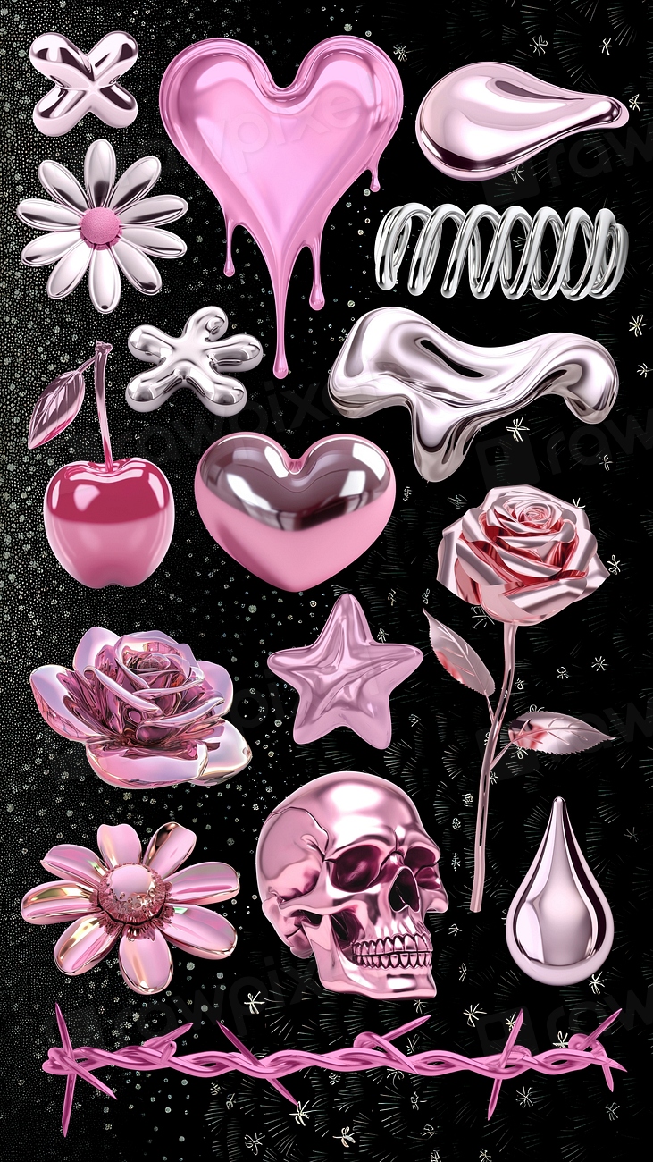 3d pink chrome shape element | Free Photo - rawpixel