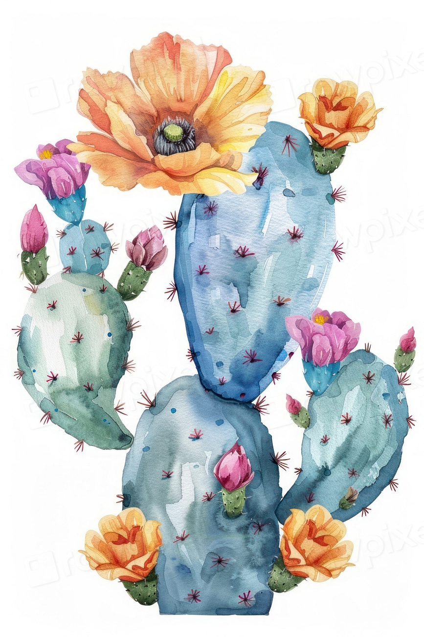Colorful watercolor cactus illustration | Premium Photo Illustration ...
