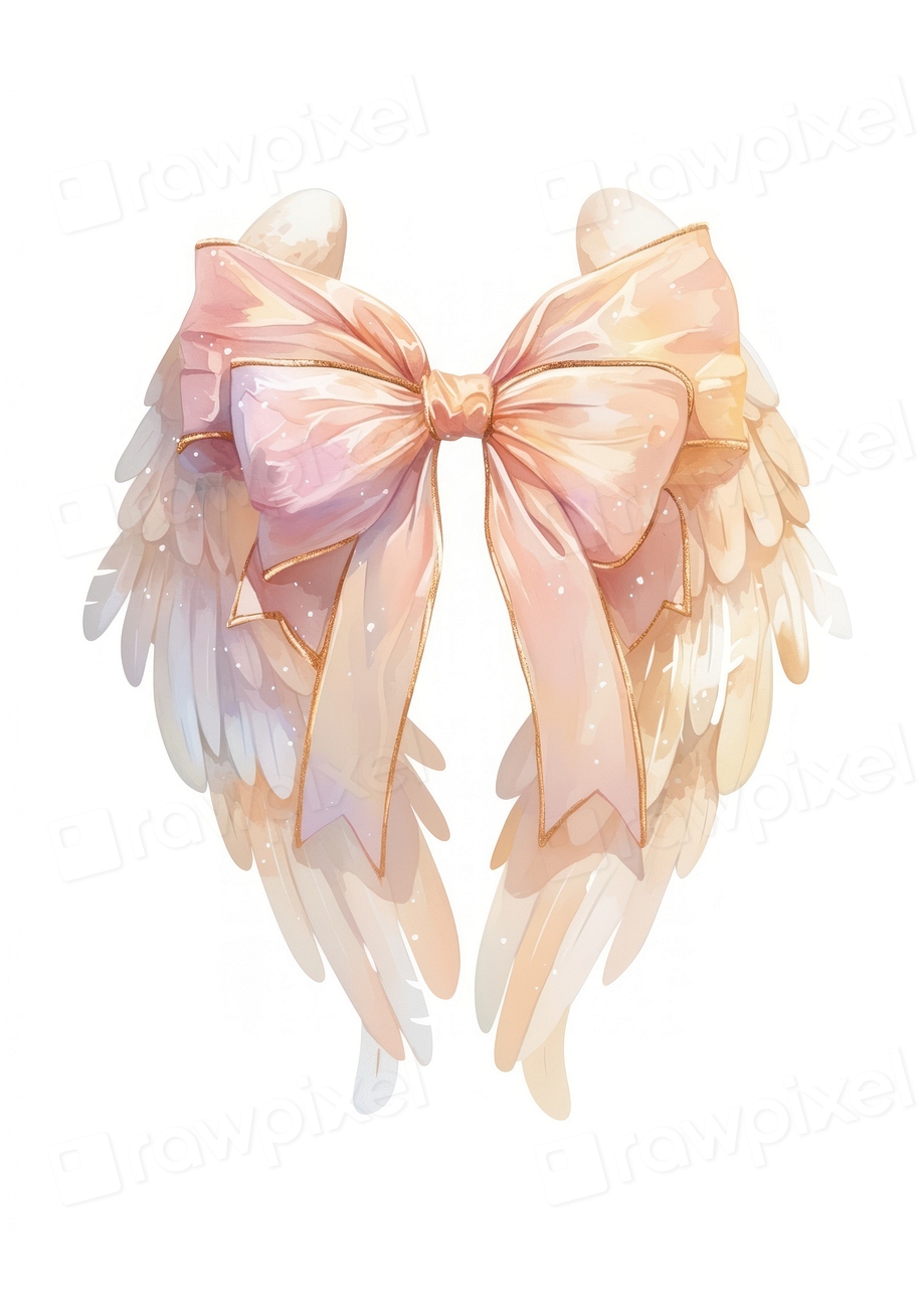 Elegant angel wings bow illustration | Free Photo Illustration - rawpixel
