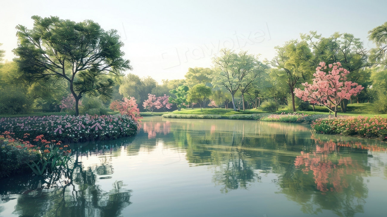 Serene springtime lake landscape | Free Photo - rawpixel