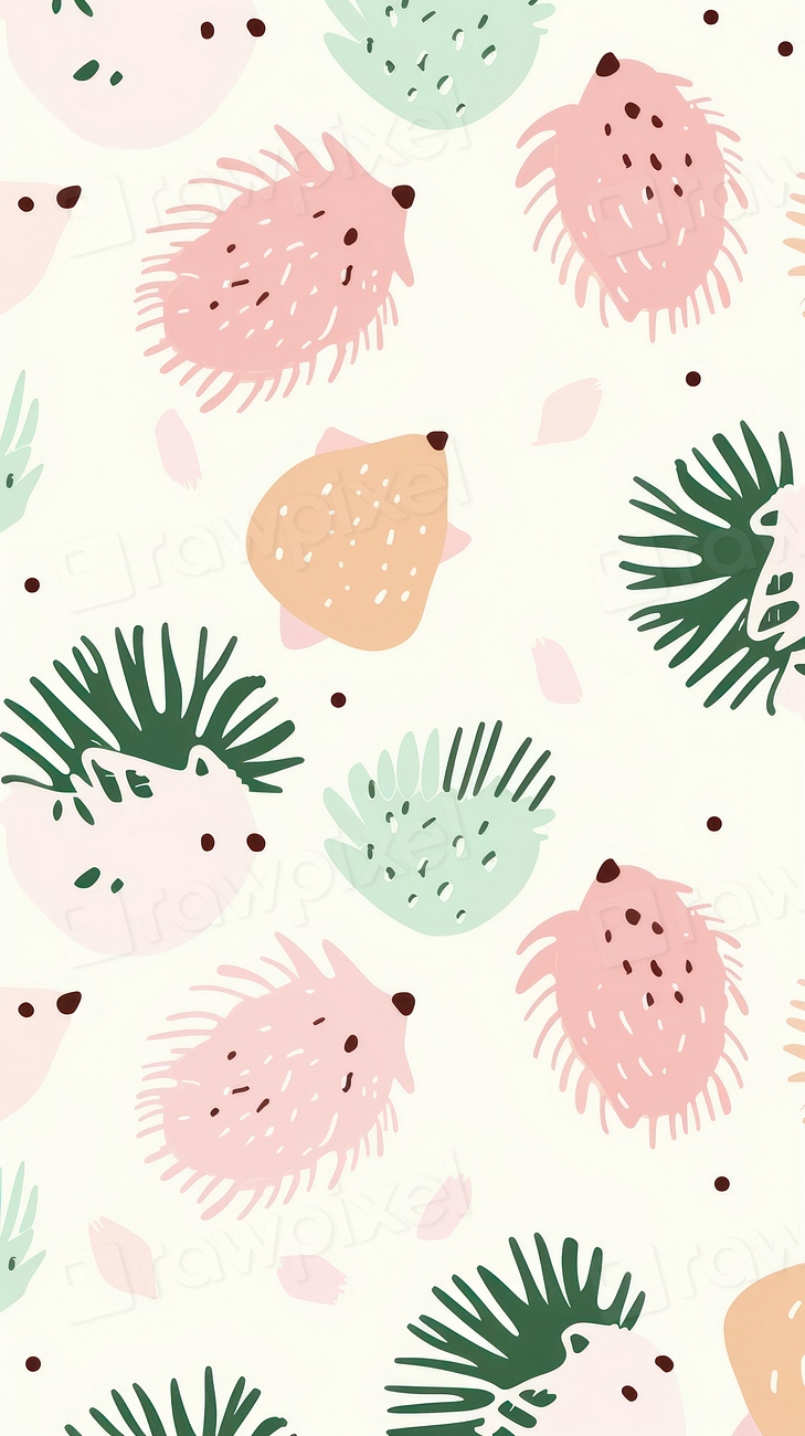 Cute hedgehog pattern wallpaper | Free Photo Illustration - rawpixel