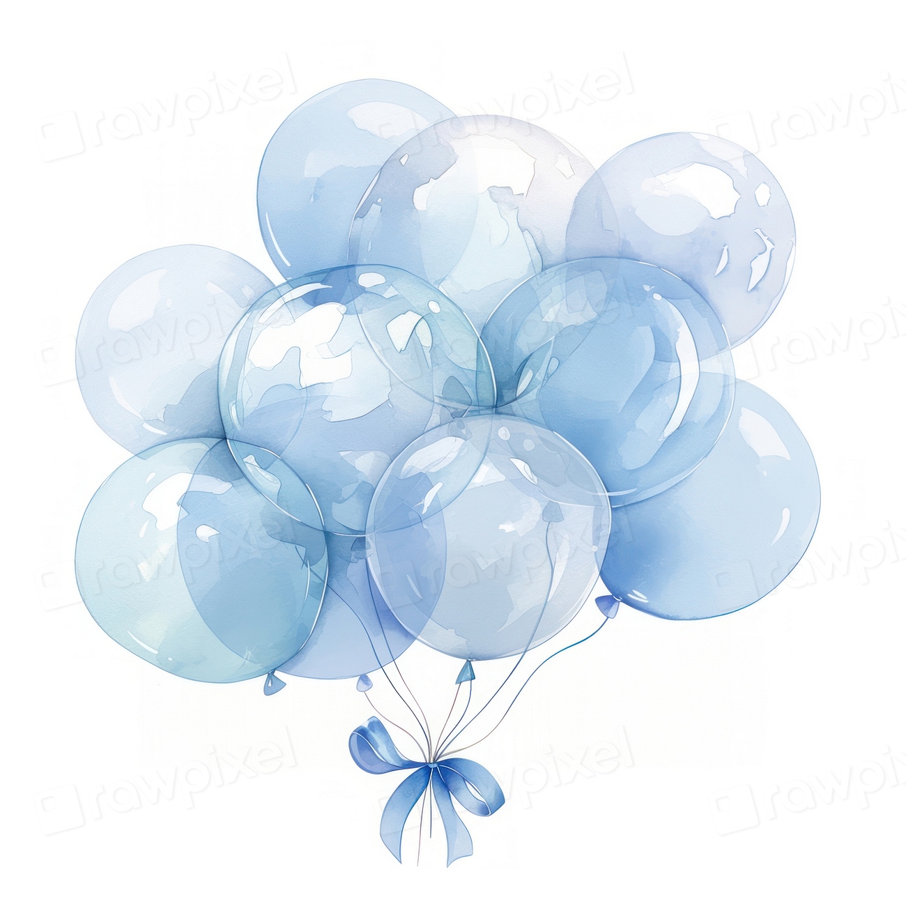 Blue balloons watercolor illustration | Free Photo Illustration - rawpixel