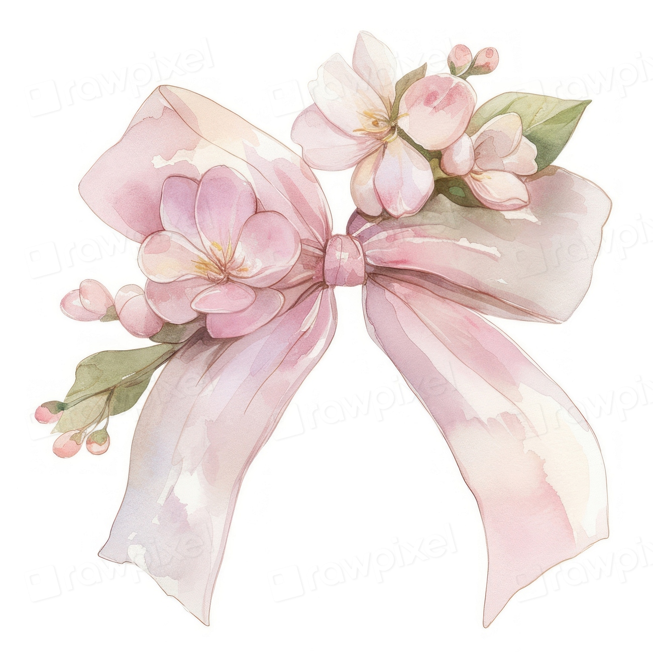 Elegant watercolor floral bow | Free Photo Illustration - rawpixel