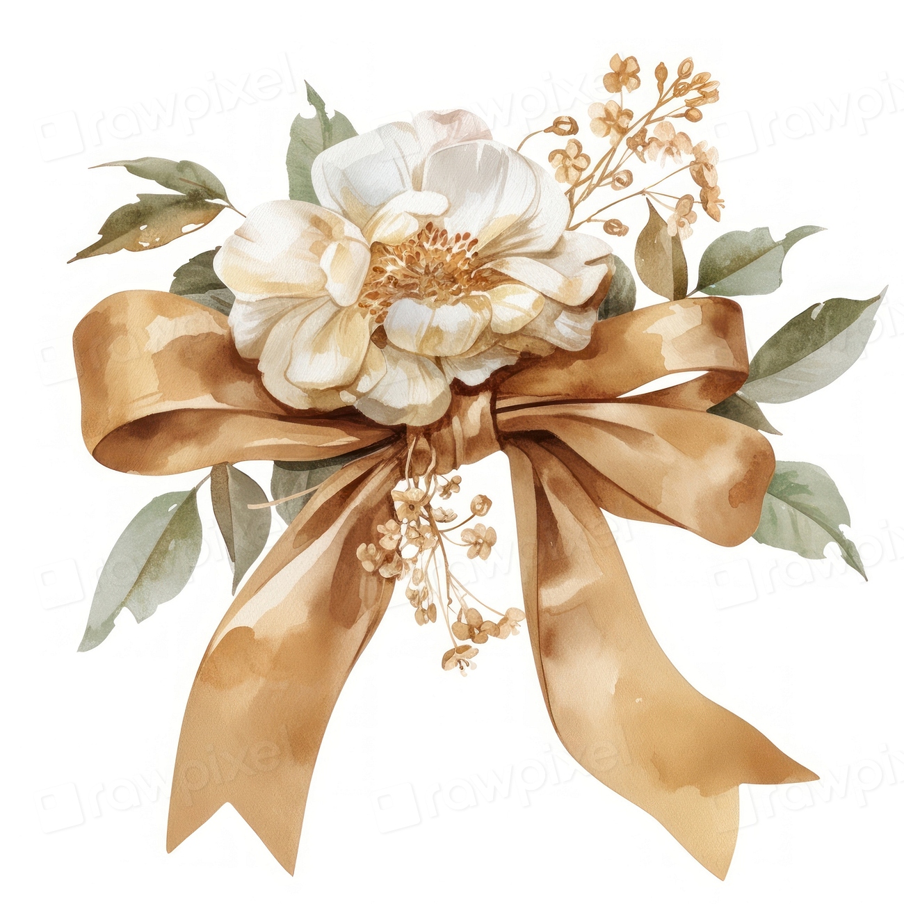 Elegant floral bow illustration | Free Photo Illustration - rawpixel