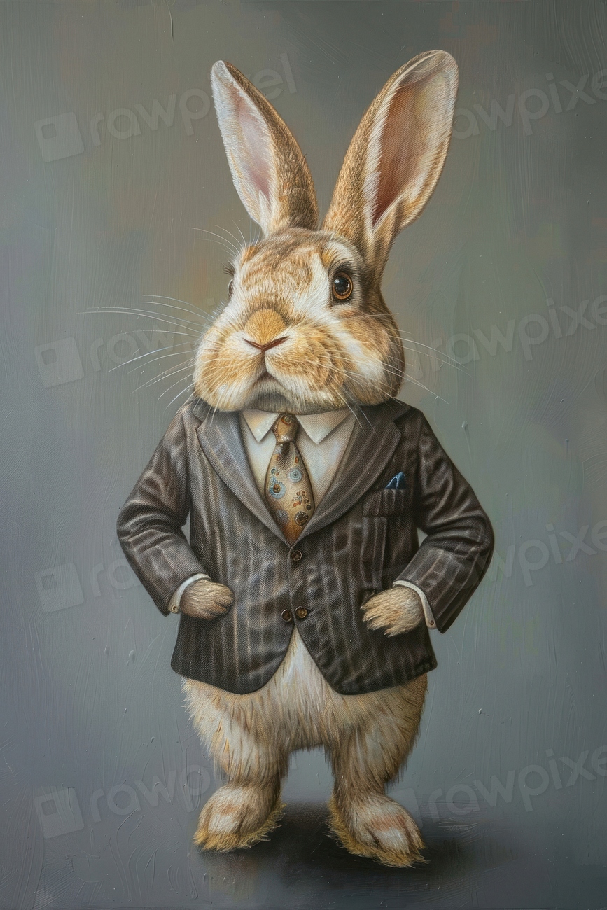 Dapper rabbit in formal attire | Free Photo Illustration - rawpixel
