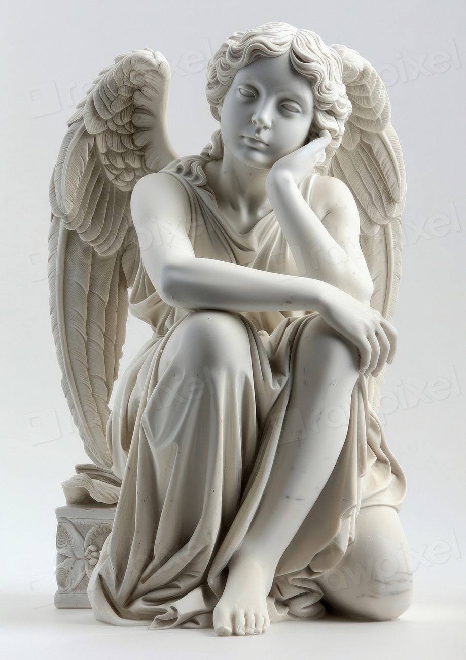 Contemplative angel marble statue | Free Photo - rawpixel
