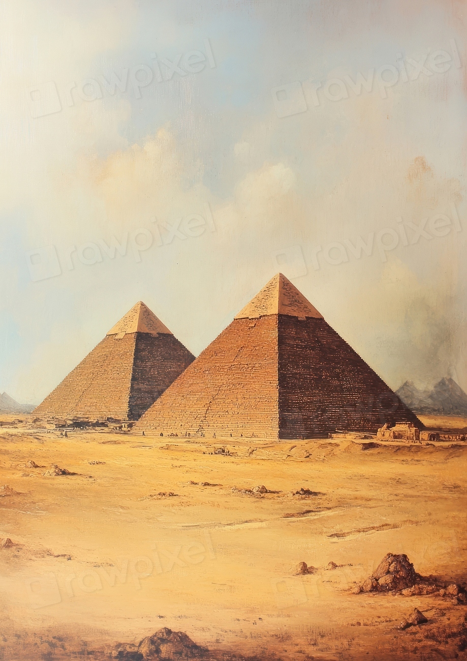 Ancient Egyptian pyramids desert landscape | Premium Photo Illustration ...