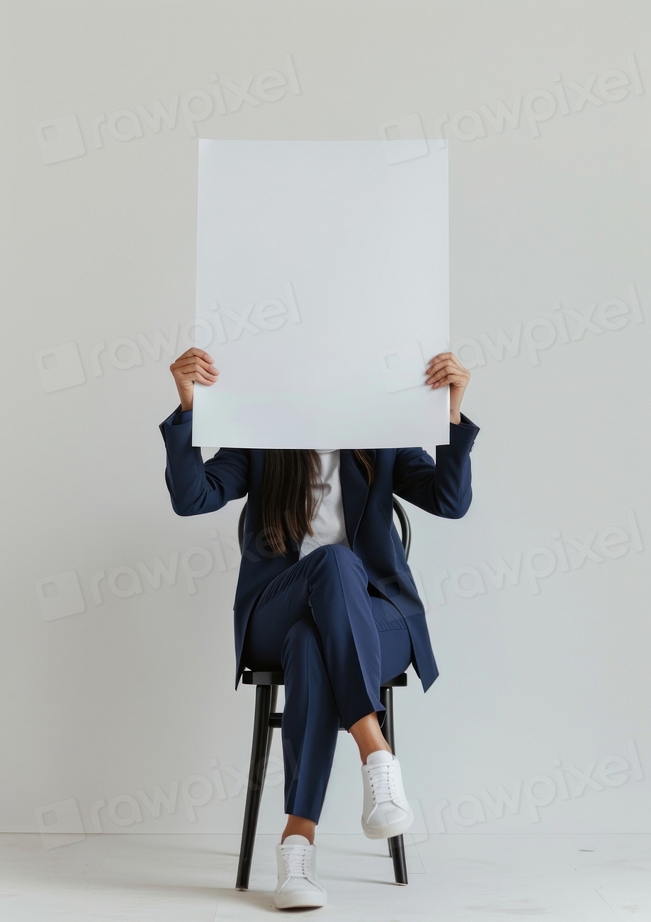 Person hiding behind blank poster | Premium Photo - rawpixel