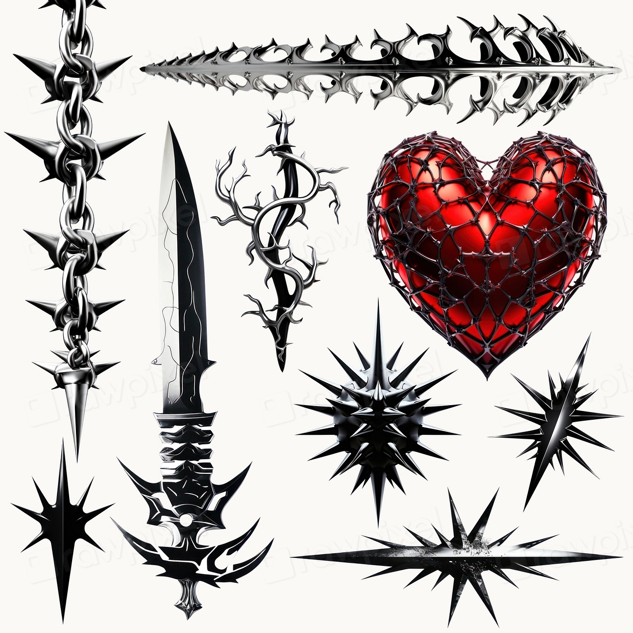 Cybersigil goth design element set | Free Photo - rawpixel