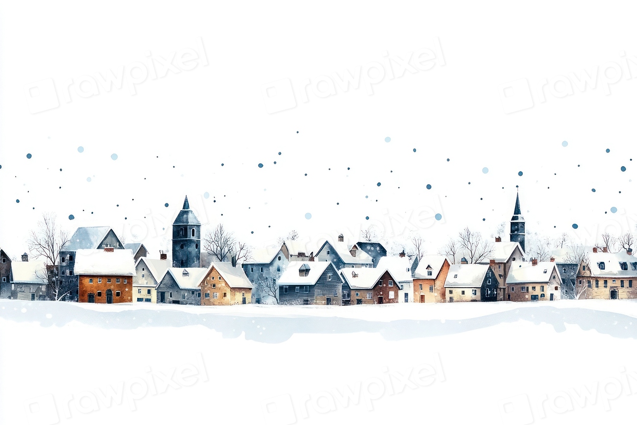 Winter town building border illustration | Premium Photo Illustration ...