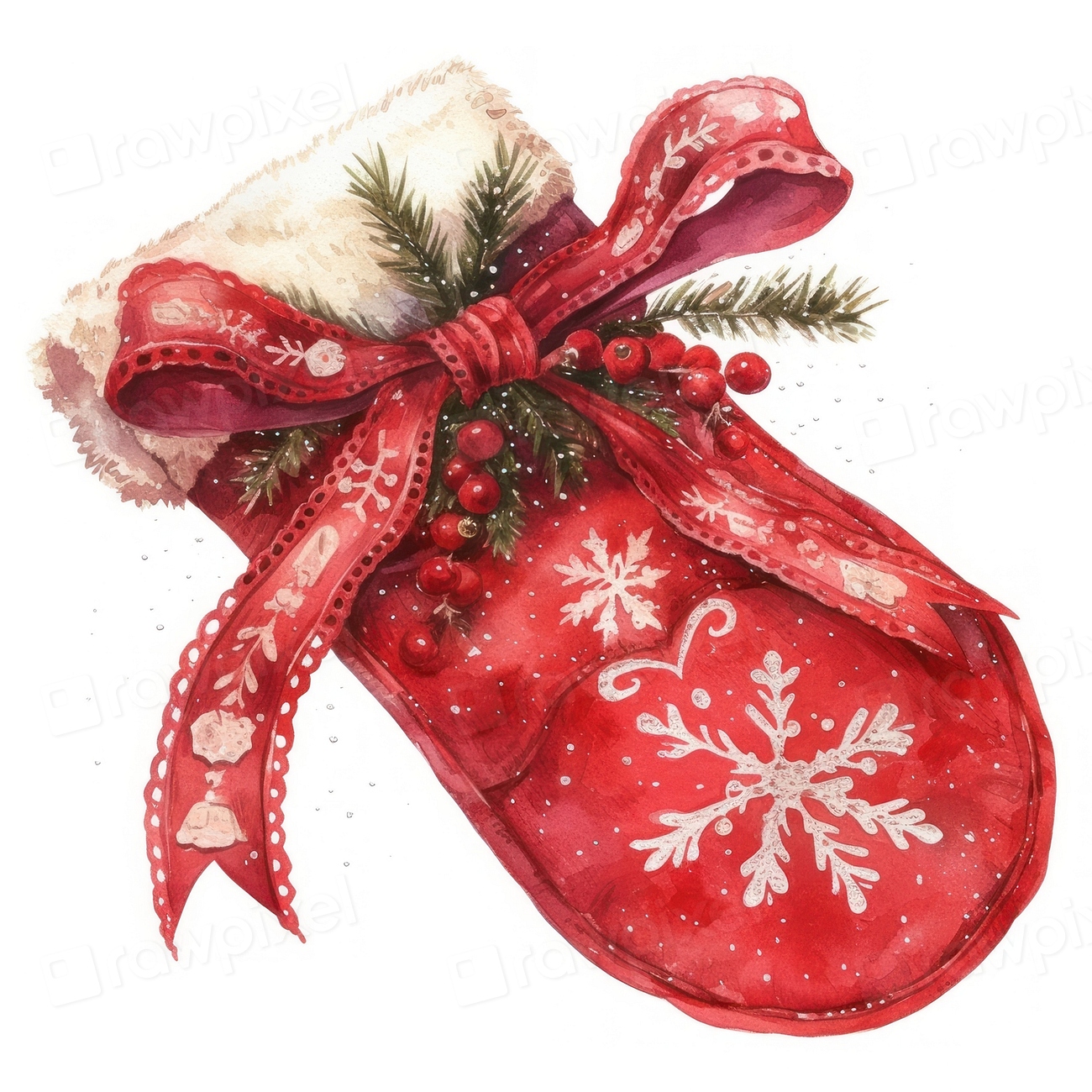 Christmas Glove christmas illustration watercolor. | Free Photo ...
