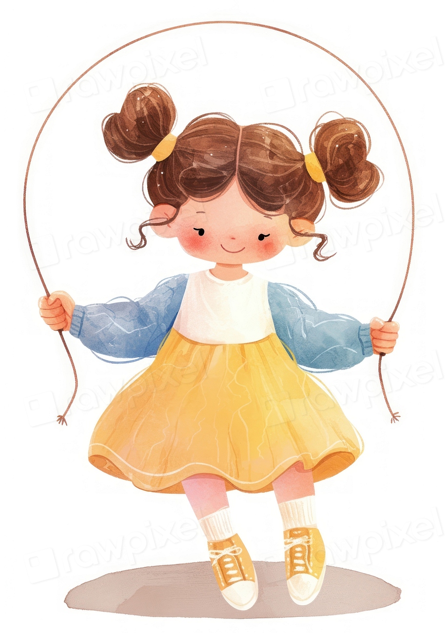 cute girl Jumping rope child | Free Photo Illustration - rawpixel