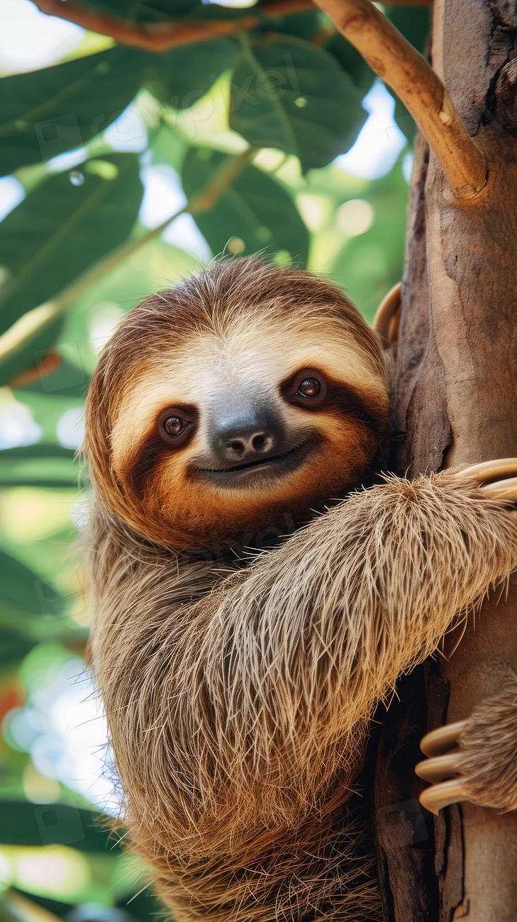 Sloth hanging tree branch wildlife | Free Photo - rawpixel