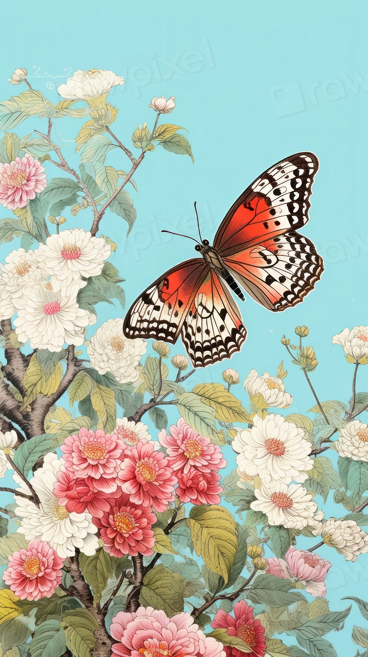 Butterfly flower pattern animal design | Premium Photo Illustration ...