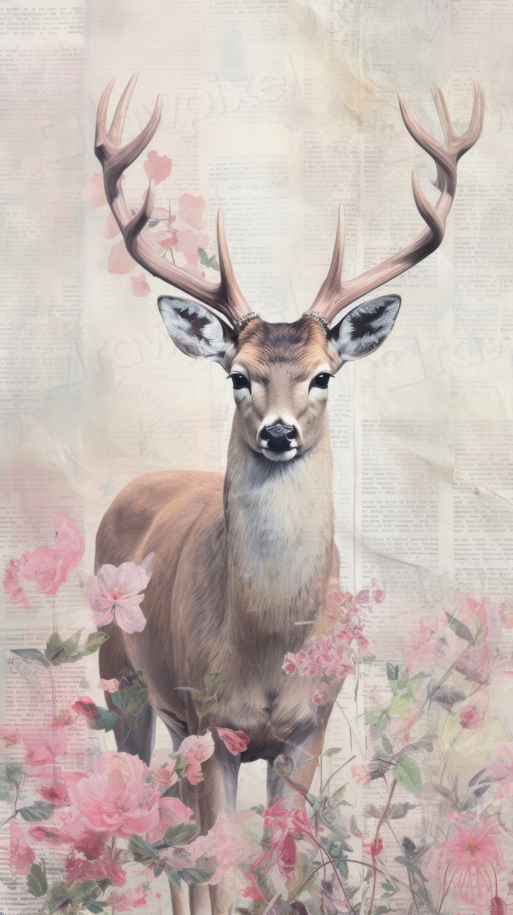 Wallpaper ephemera pale deer wildlife | Premium Photo Illustration ...