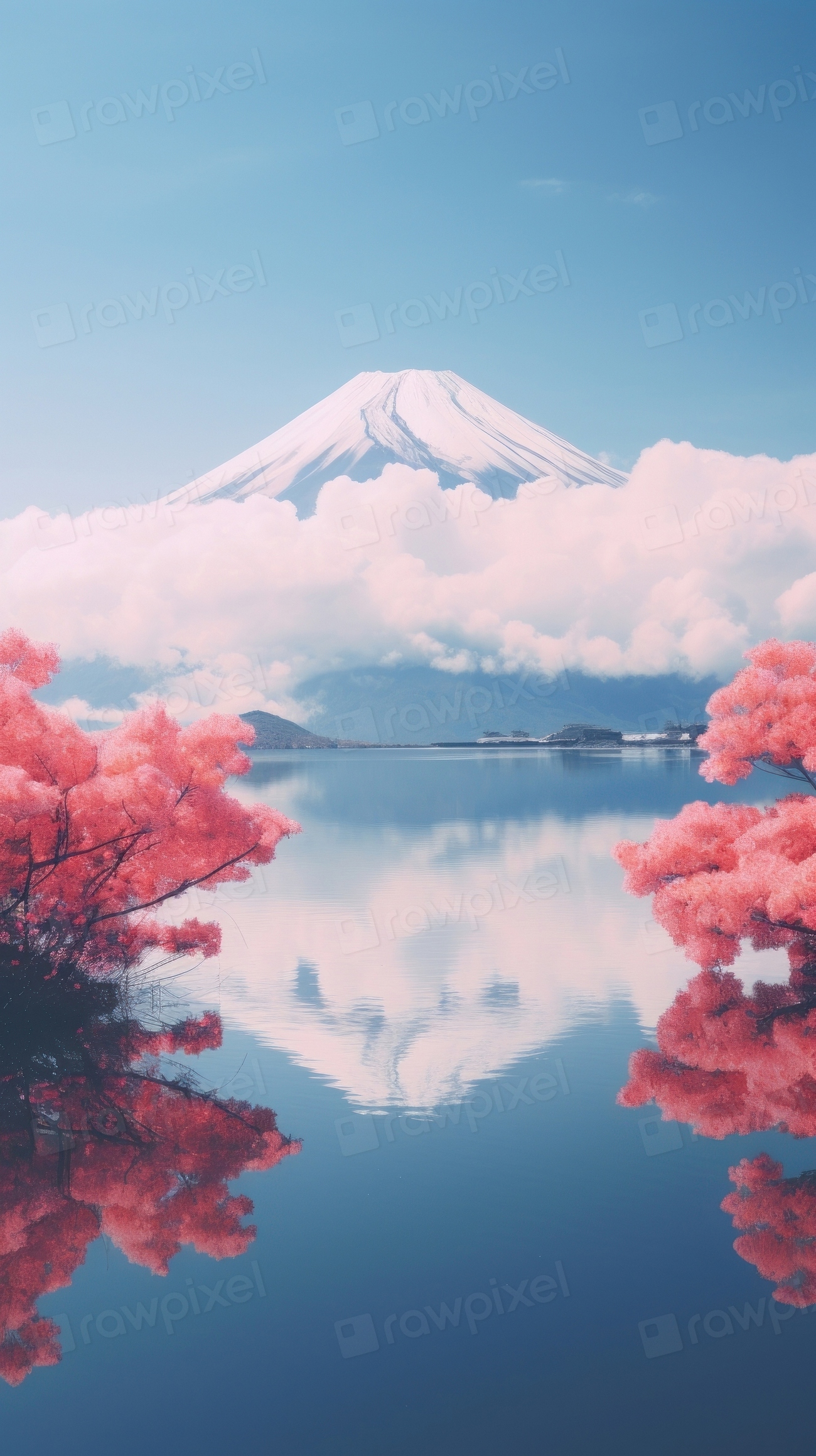 Serene Mount Fuji pink landscape | Free Photo - rawpixel