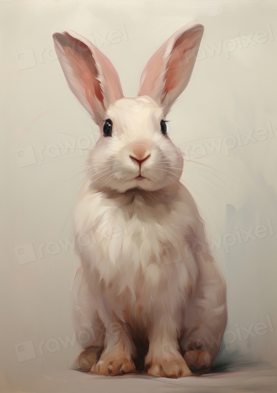 Oil painting clsoe pale rabbit | Free Photo Illustration - rawpixel